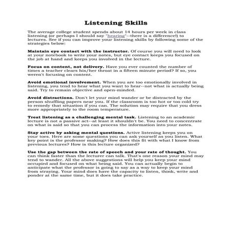 Listening skills | PDF