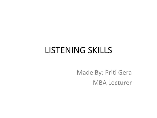 Listening skills | PPT