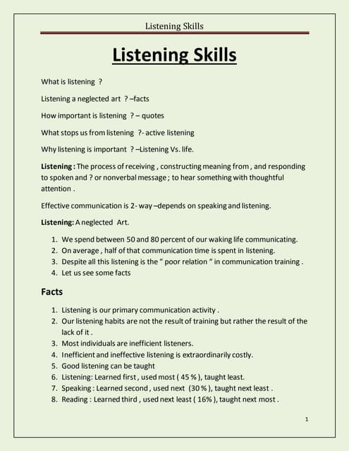 Introduction to listening skills. | PPTX