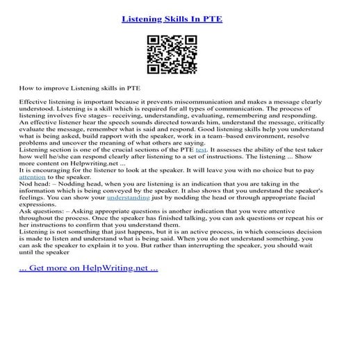 Listening Skills In PTE | PDF