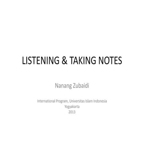 Listening & taking notes | PPT
