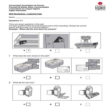 Listening task 1 (matching pictures) | PDF