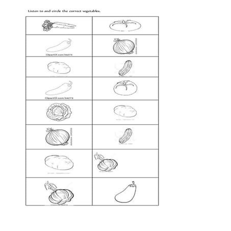listening skills worksheet on vegetables theme | DOCX