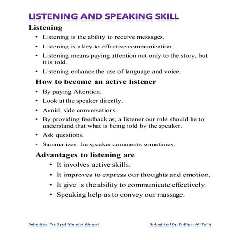 Listening and speaking skill | DOCX