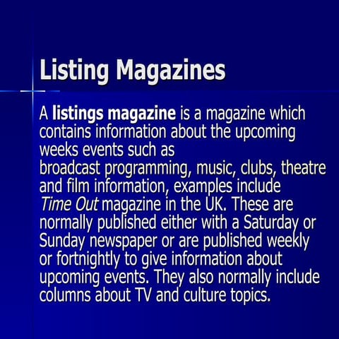 Listings magazine ancillary task | PPT