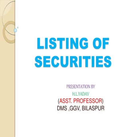 Listing of securities | PDF