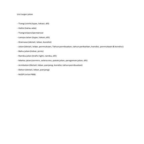 List leger jalan | PDF