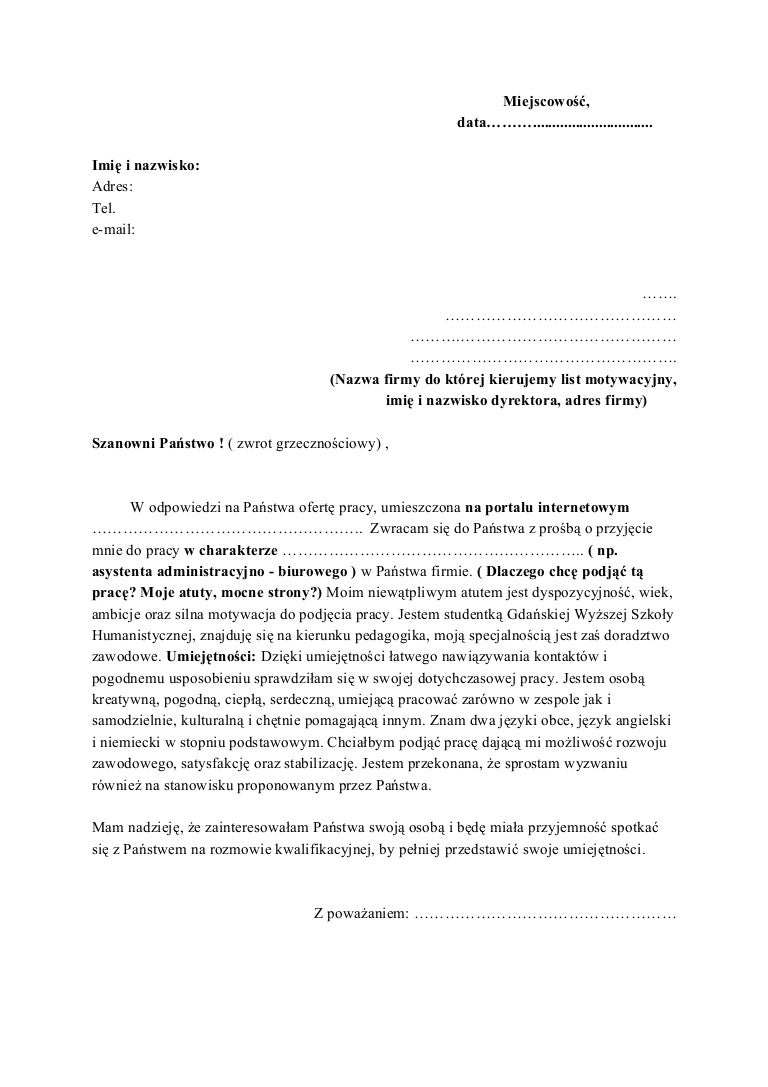 List motywacyjny pusty 1