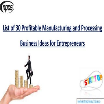 List of 30 Profitable Manufacturing and Processing Business Ideas for ...