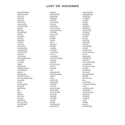 List of adverbs | PDF
