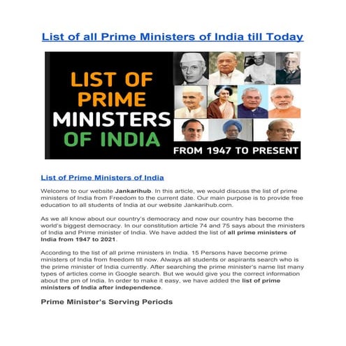 List of all prime ministers of India till today | PDF | Sikhism ...