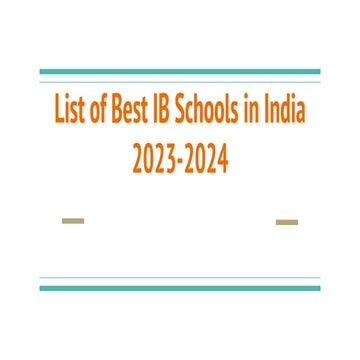 List of Best IB Schools in India 2023-2024 | PPT