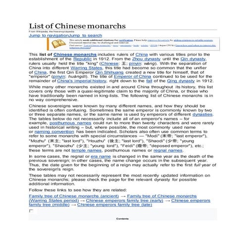 List of chinese monarchs | DOCX