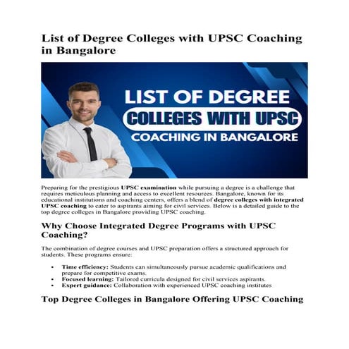 List of Degree Colleges with UPSC Coaching in Bangalore.docx