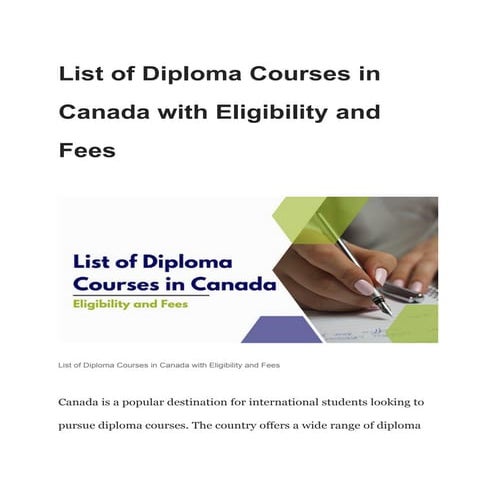 List of Diploma Courses in Canada with Eligibility and Fees.pdf ...