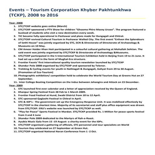 List of events 2008 2016 | DOC