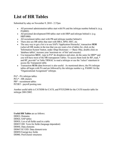 Sap hr transaction codes all | DOC