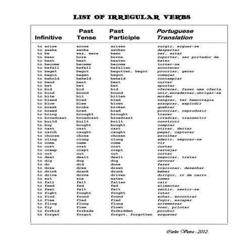 List of irregular verbs | DOCX