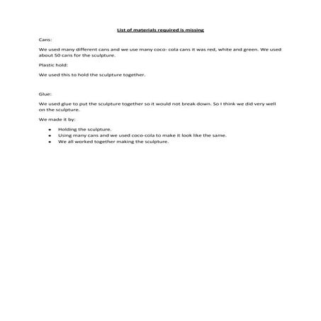 List of materials required is missing | PDF