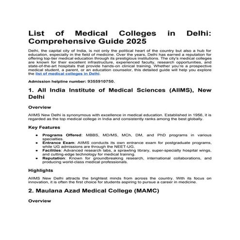 List of Medical Colleges in Delhi_ Comprehensive Guide 2025.docx