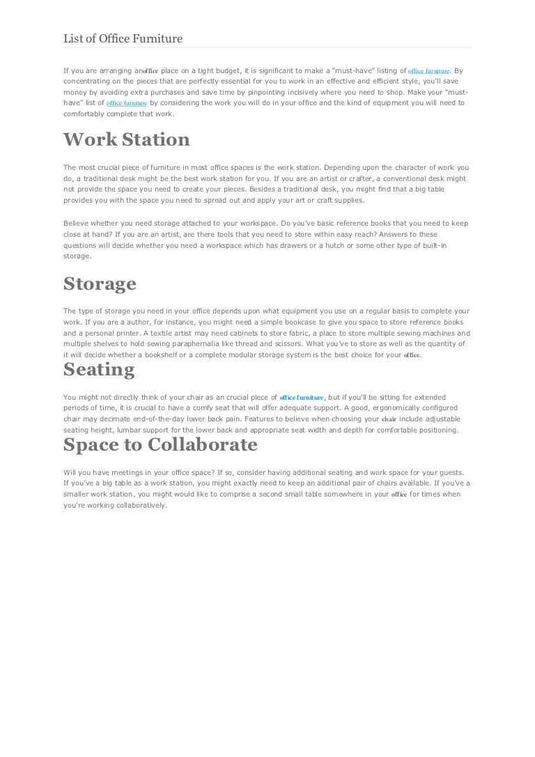 List Of Office Furniture list-of-office-furniture