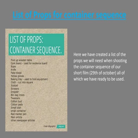 List of props for container sequence | PPT