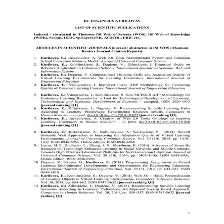 List of scientific publications | PDF