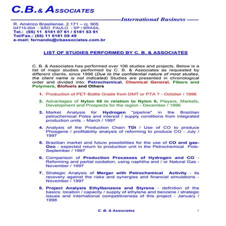 List of Studies Performed by C. B. & Associates | PDF