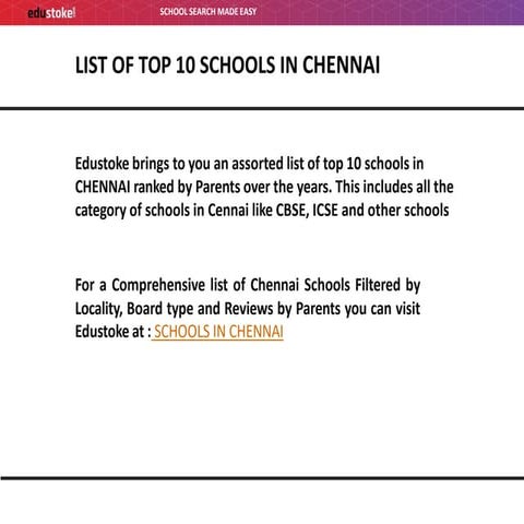 List of top 10 schools in chennai | PDF