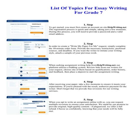 List Of Topics For Essay Writing For Grade 7 | PDF