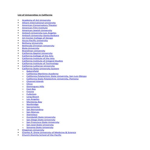 List of universities in california | DOC