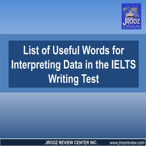 List of Useful Words for Interpreting Data in the IELTS Writing Test | PPTX