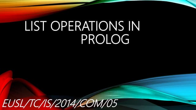 List Operations In Prolog Pptx Programming Languages Computing