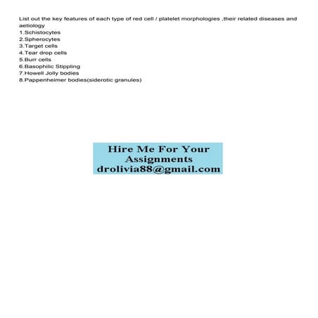 List out the key features of each type of red cell platele.pdf