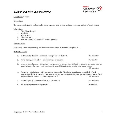 List poem | PDF | Poetry | Books and Literature