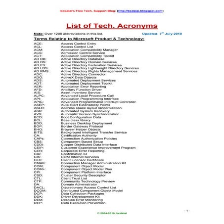 Lists of tech acronyms | PDF