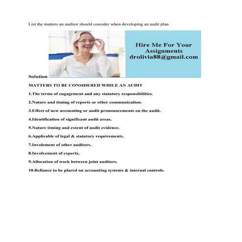 List the matters an auditor should consider when developing an audit p.docx