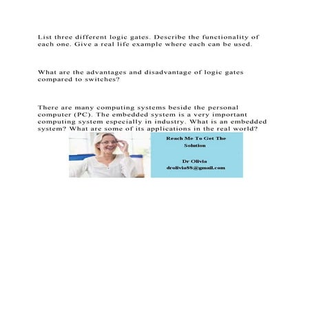 List three different logic gates. Describe the functionality of each.docx