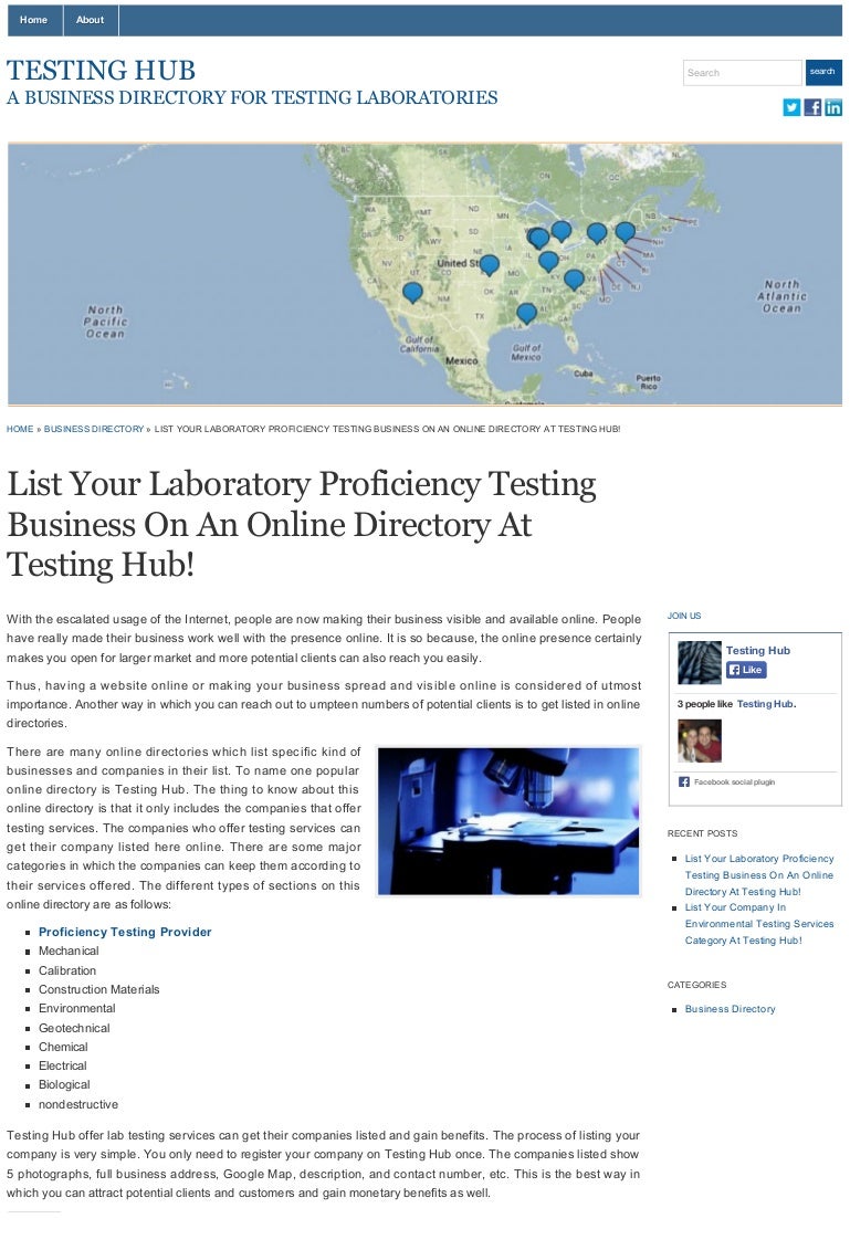List Your Laboratory Proficiency Testing Business On An Online Direct…