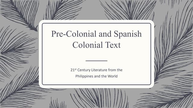 Pre-colonial Literature | PPTX