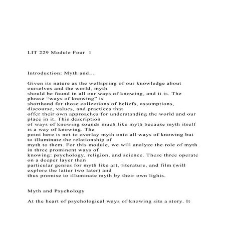 LIT 229 Module Four 1 Introduction Myth and… .docx