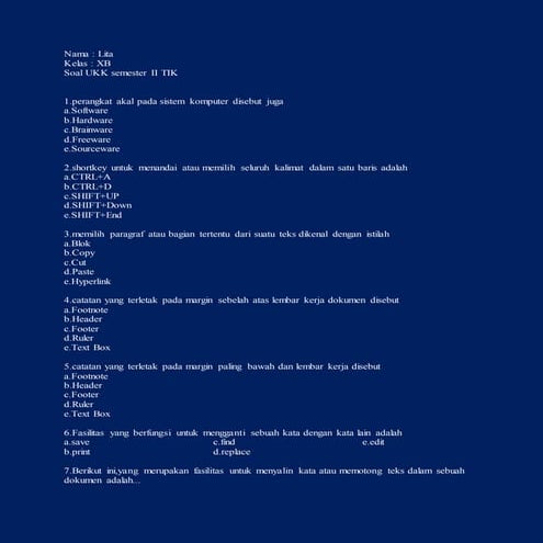 Soal UKK Semester II Kelas X | DOCX