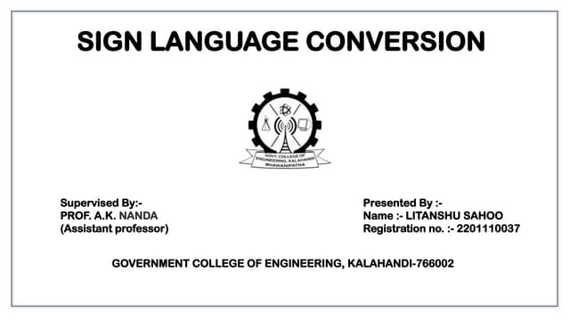 Real time conversion of sign language to text and speech presentation | PDF