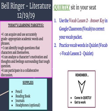 Lit Bell Ringer | PPT
