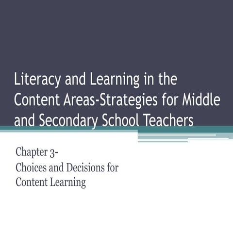 Literacy and learning 5 12 chapter 3 | PPT
