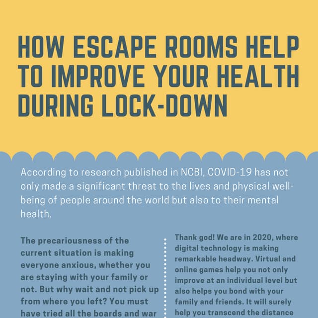 How Escape rooms help to improve your health during lock-down | PDF ...