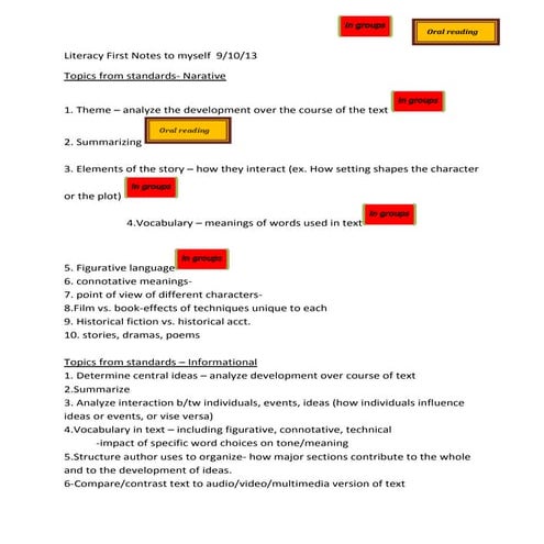 Literacy first notes to myself 9 | PDF