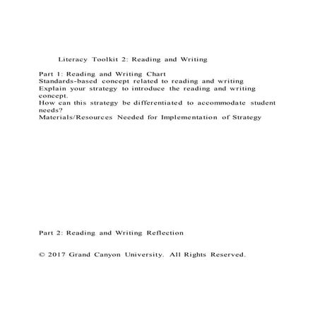 Literacy toolkit 2 reading and writing part 1 reading an | DOCX