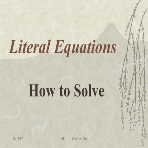 Literal Equations | PPT
