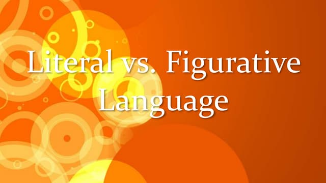 Literal and Figurative Language | PPTX